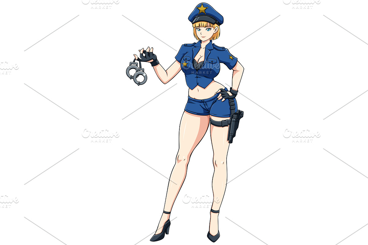 Anime Police Officer on White, an Illustration by Malchev