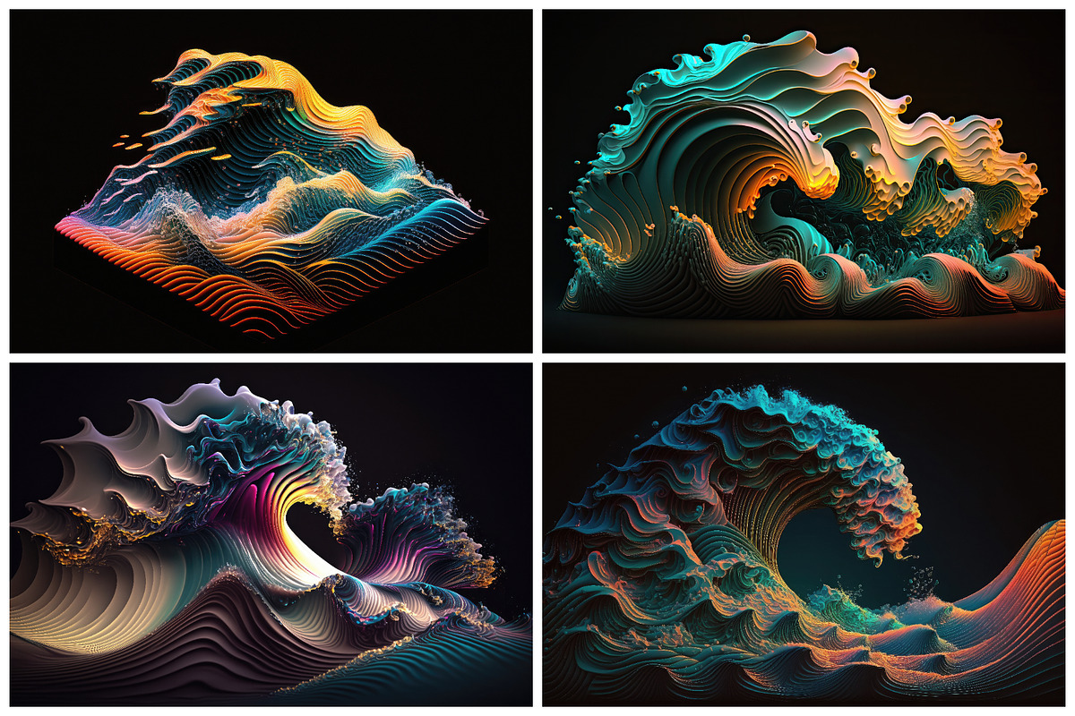 28 Neon Waves Illustrations In 6K, a Wallpaper Graphic by HipFonts