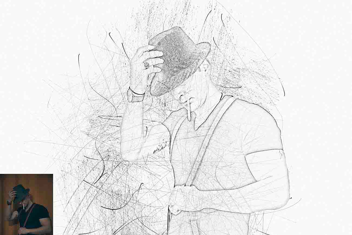 Pen Drawing Effect Photoshop Action, an Action Add-On by Studio Retouch ...