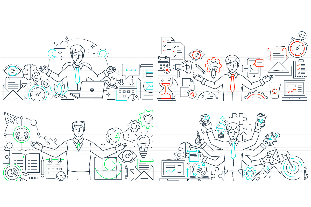 Self Development Line Illustrations, a Wearable Device Mockup by Boyko ...