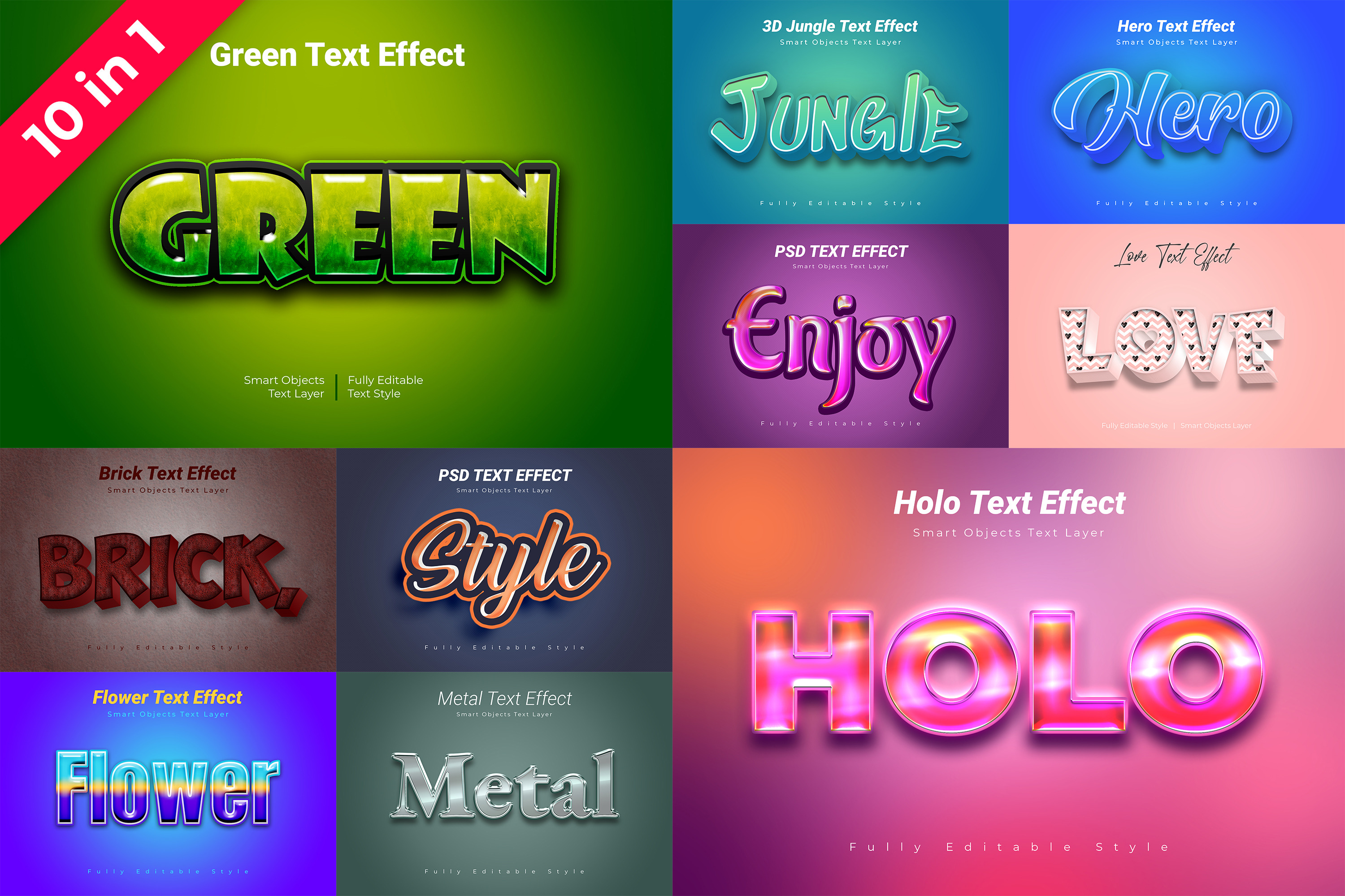 Photoshop Text Effect Bundle 10 in 1, a Layer Style Add-On by ...