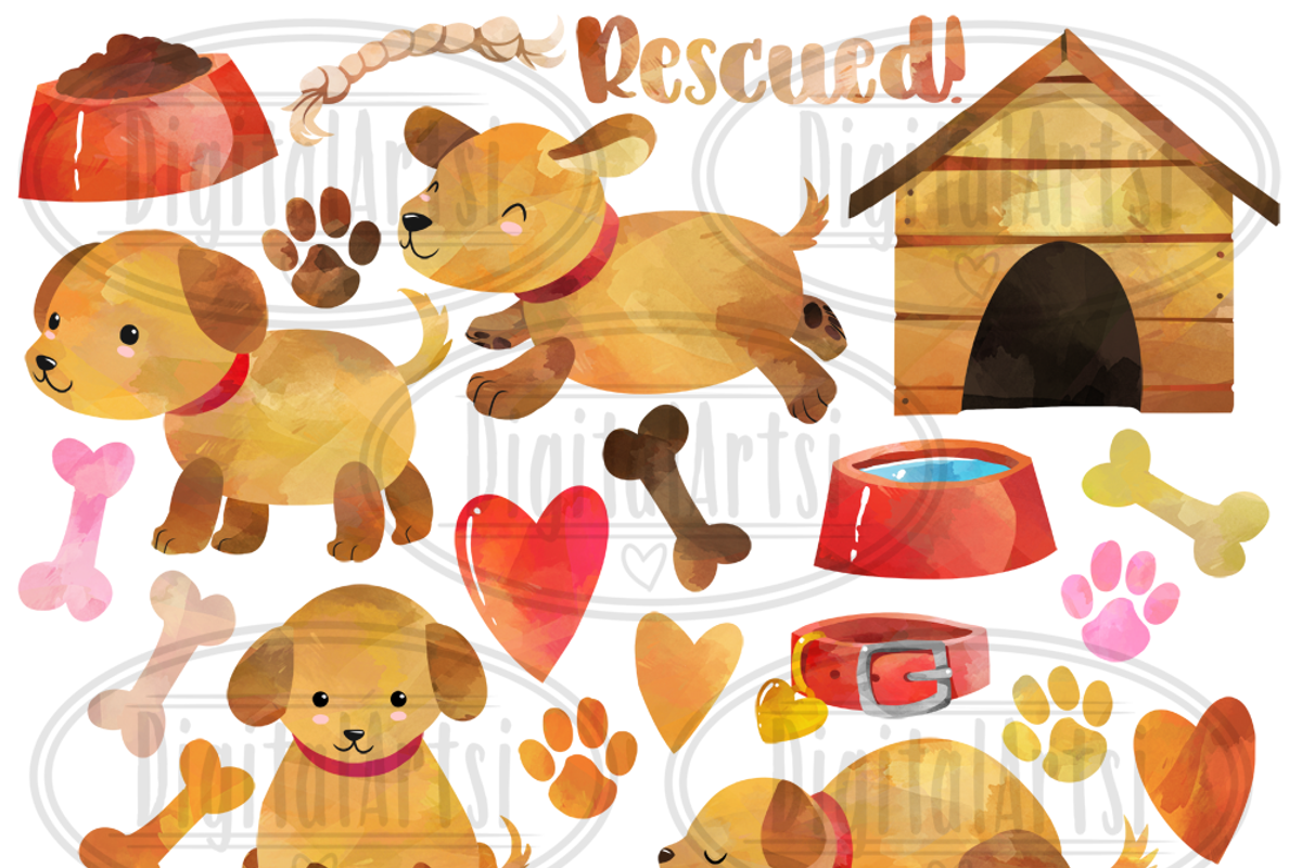 Watercolor Puppies Clipart, a Food Illustration by DigitalArtsi