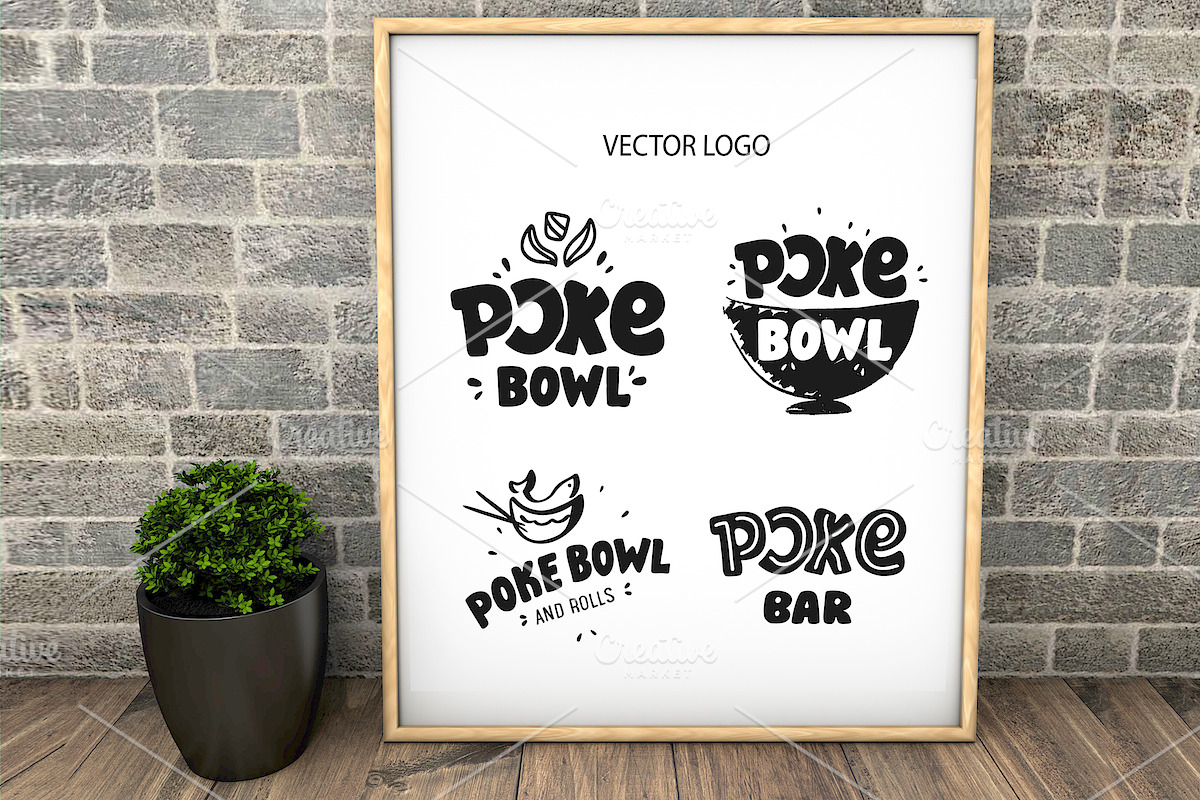 Poke bowl lettering set, a Food Illustration by Lettering_Logo