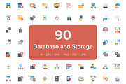 90 Database and Storage Flat Icons, an Icon by Creative Stall