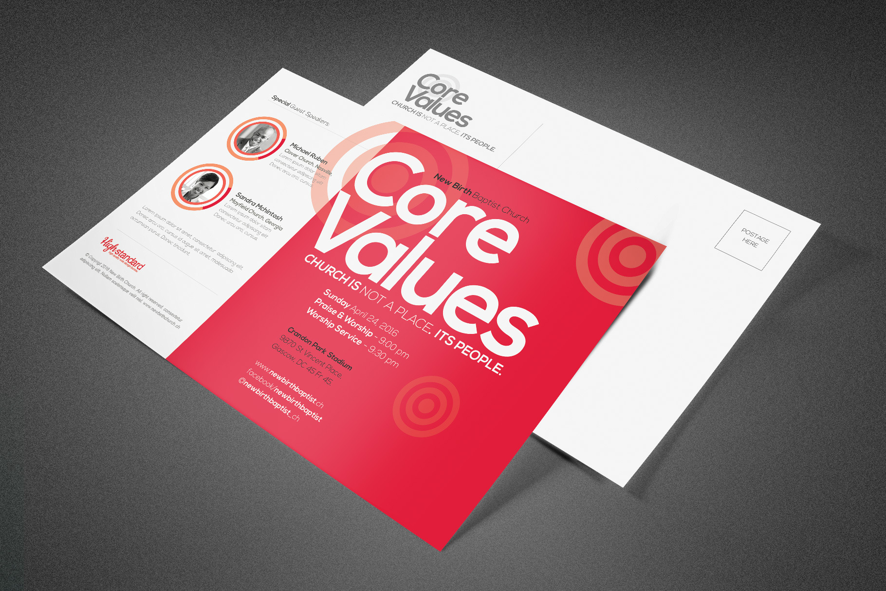 Core Values Church Postcard Template, a Card Template by loswl