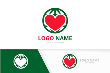Vector heart and map pointer logo, a Branding & Logo Template by GraphiShop
