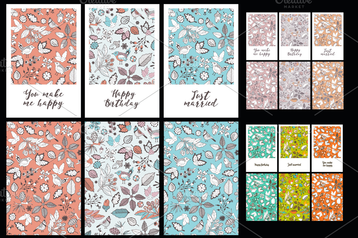 Set greeting card + back side., a Card Template by Mira15