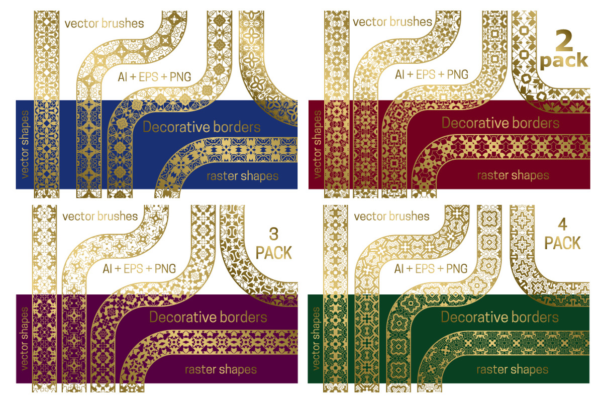 Decorative borders bundle, a Brush Add-On by Guten Tag Vector