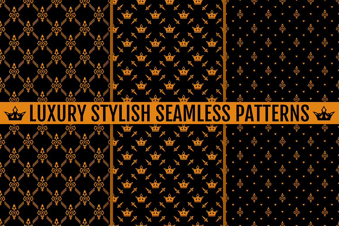 Luxury stylish seamless patterns set, a Pattern Graphic by pattern shop ...