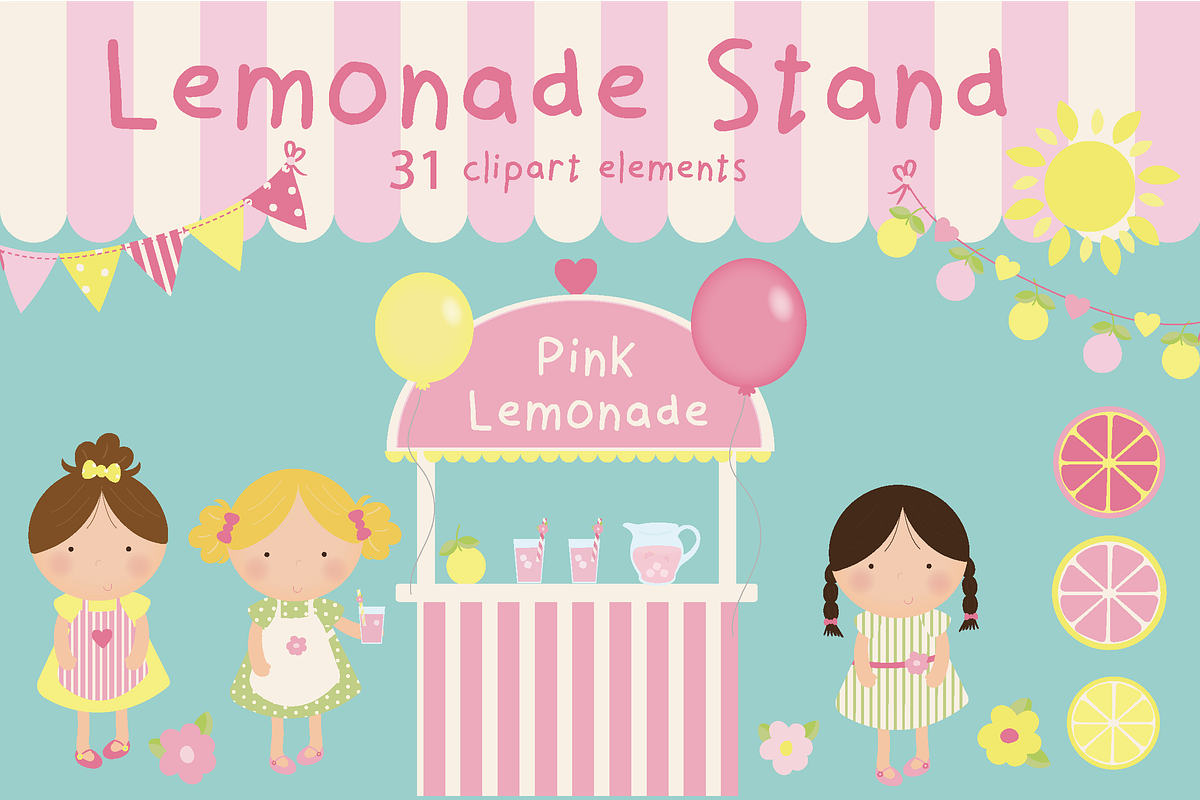 Lemonade stand clipart, an Illustration by Poppymoondesign
