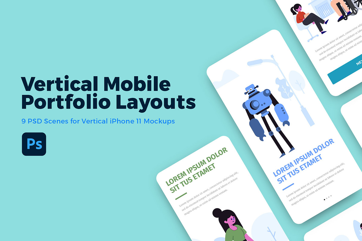 Vertical Mobile Portfolio Layouts, a Product Mockup by Loudoun Design Co.