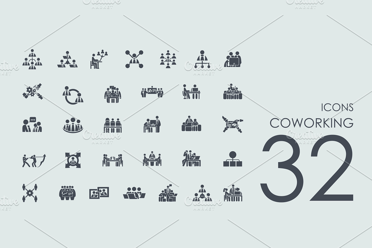 32 Coworking icons, an Icon by Palau | Creative Market
