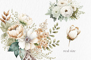 White flowers Watercolor Clipart PNG, an Object Graphic by MyLittleMeow