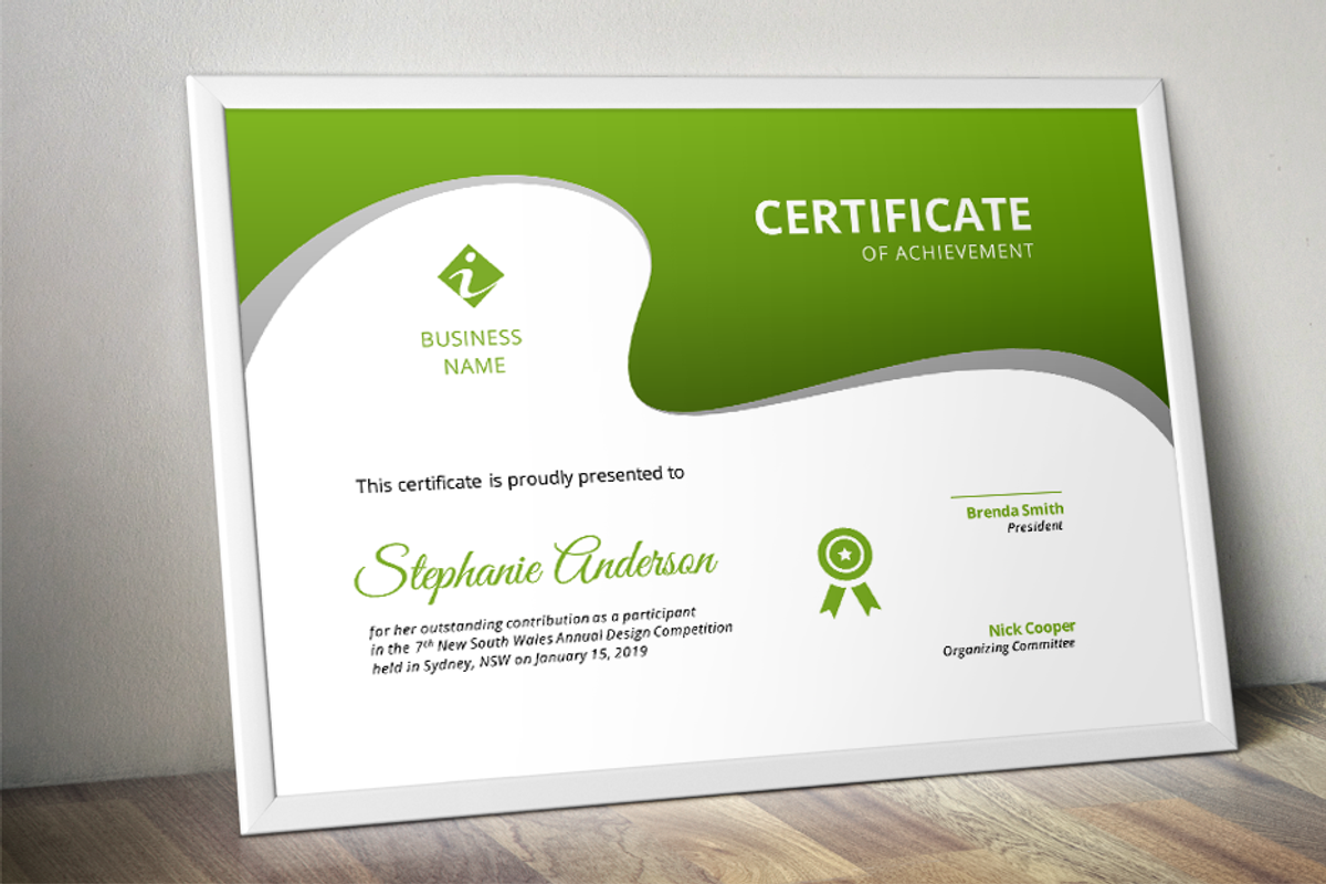 Curve corporate certificate, a Stationery Template by Inkpower