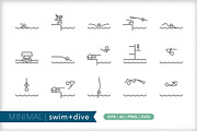 Minimum swim + dive icons, an Outline Icon by Picture Window