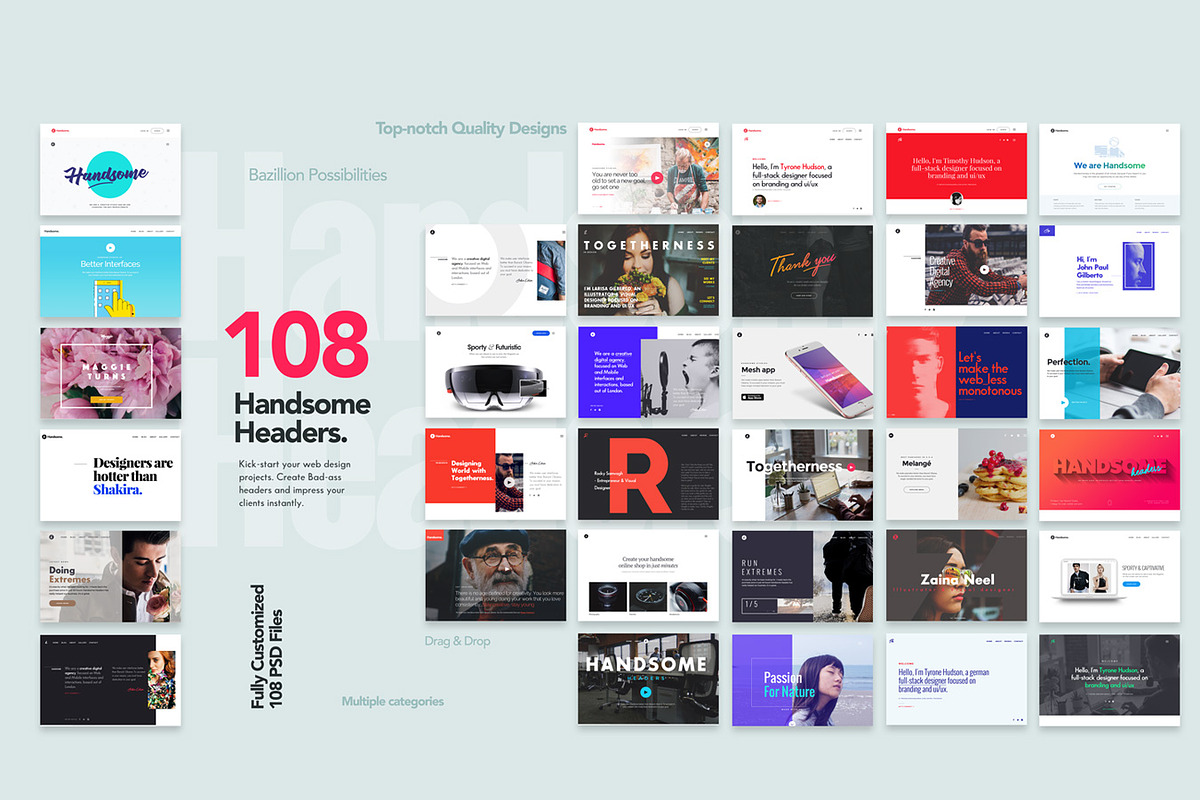 Photoshop-108 Handsome Headers, a Templates & Theme by MisterCreativ™