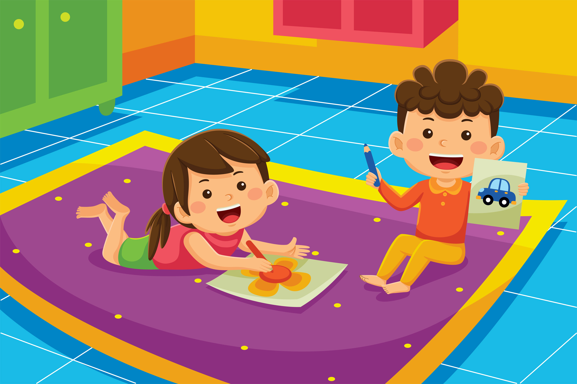 Indoor Activity Cartoon Vector #05, an Education Illustration by MEDZ