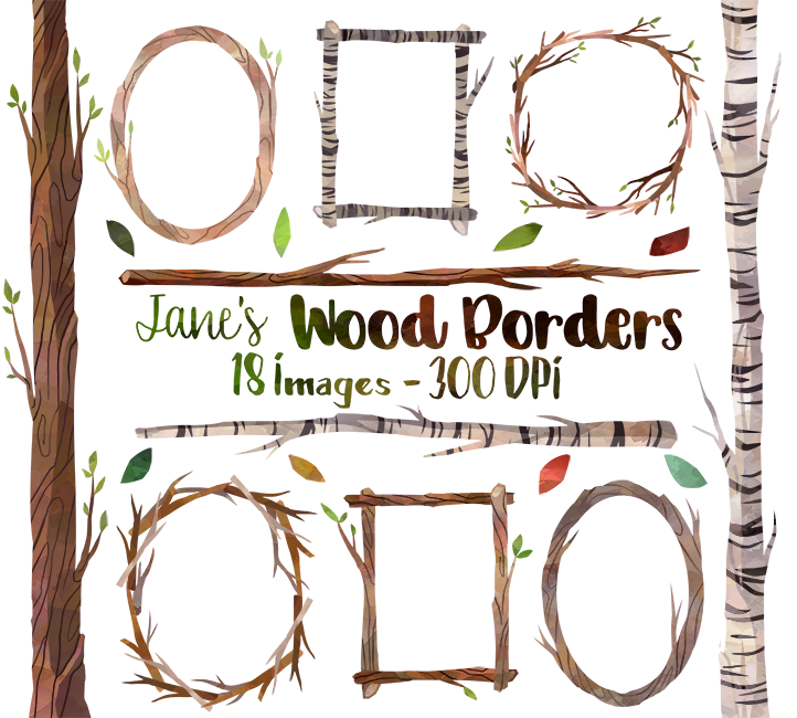 Watercolor Wooden Frames and Borders, an Illustration by DigitalArtsi