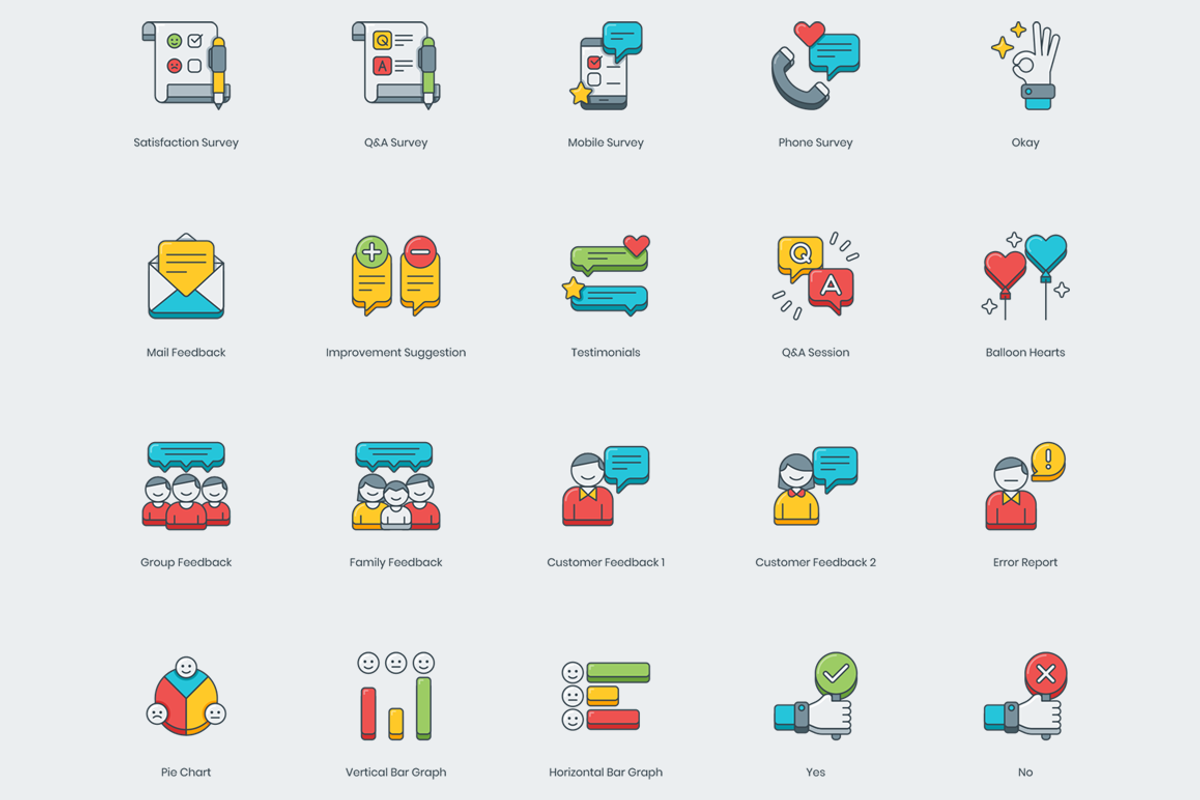 50 Customer Service & Feedback Icons, an Outline Icon by Flat Icons