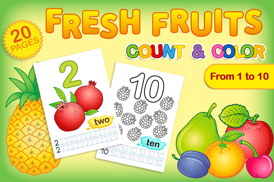 Fresh fruits, count and color, an Education Illustration by Nataliia ...