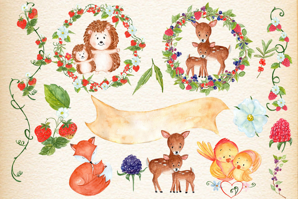 Mother and baby animals clipart, an Animal Illustration by vivastarkids