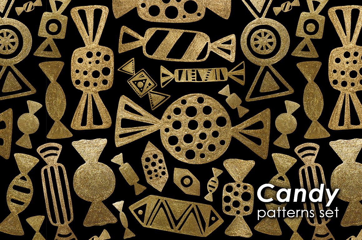 GOLD CANDY patterns set., a Pattern Graphic by xgart | Creative Market