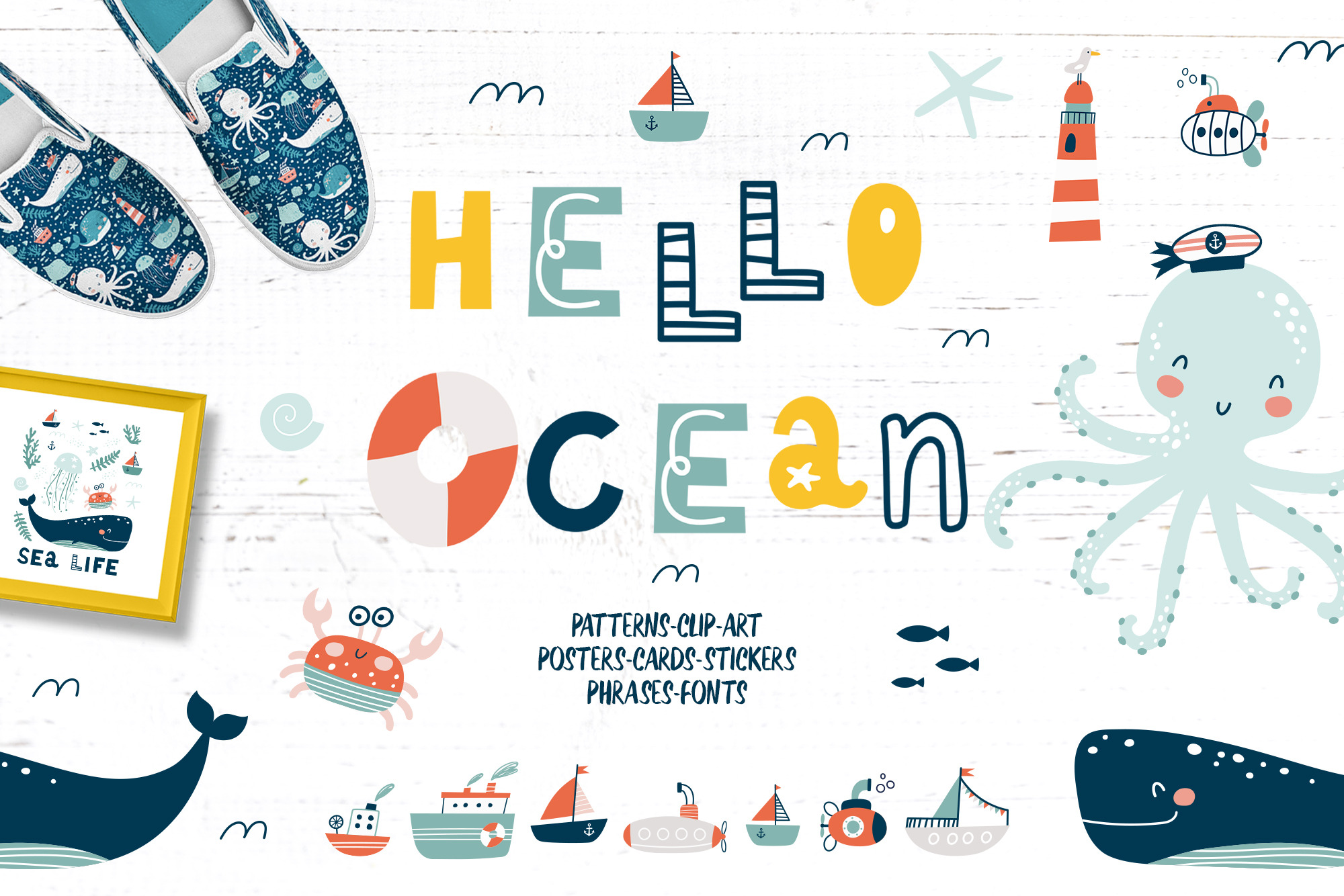 Hello Ocean set, a Texture Illustration by Ekaterina