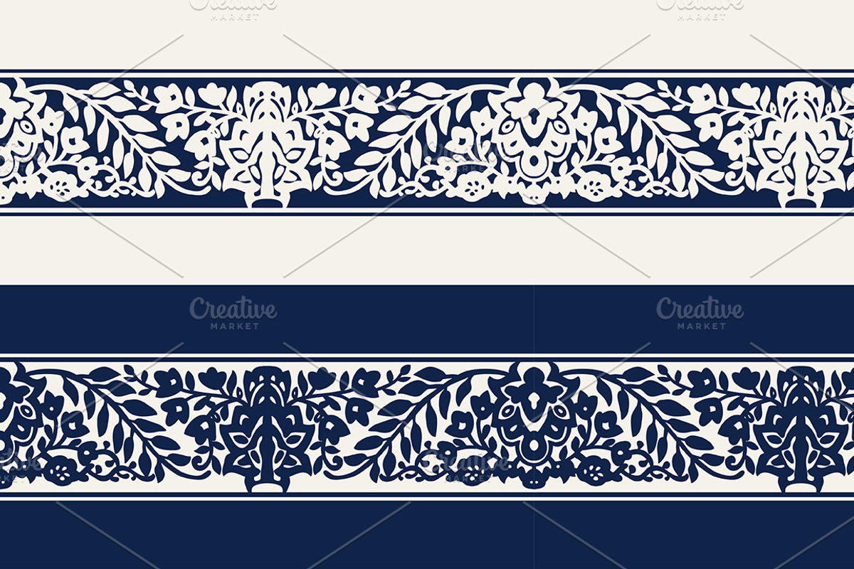 Blue Indian Block Print: Border, a Pattern Graphic by StabuLaRasa ...