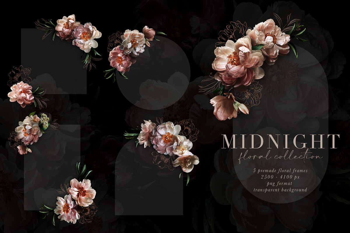 Midnight Floral Clip Art Collection, an Object Graphic by Eclectic Anthology
