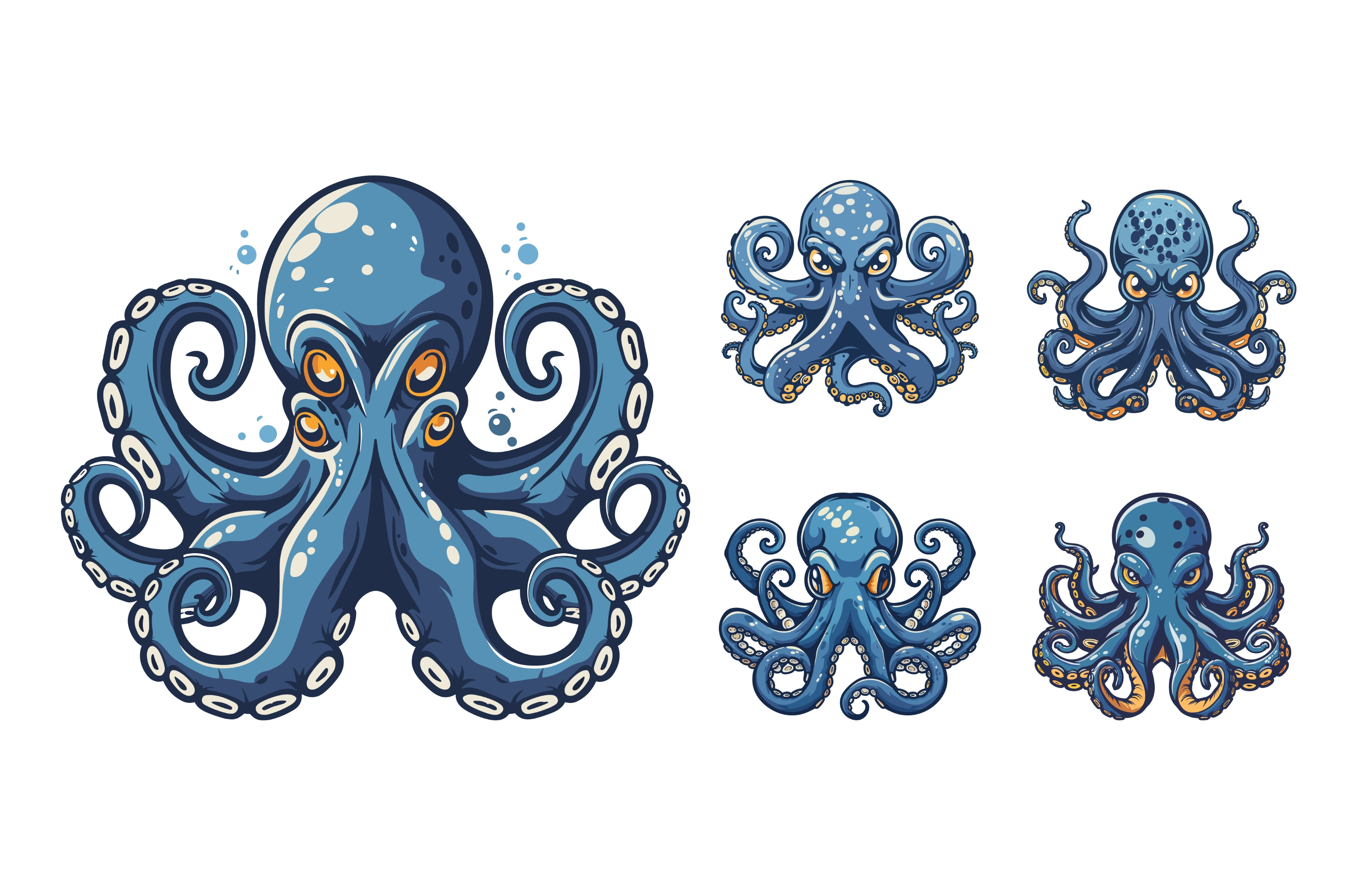 Octopus cartoon style vector set, an Animal Illustration by Onyx ...