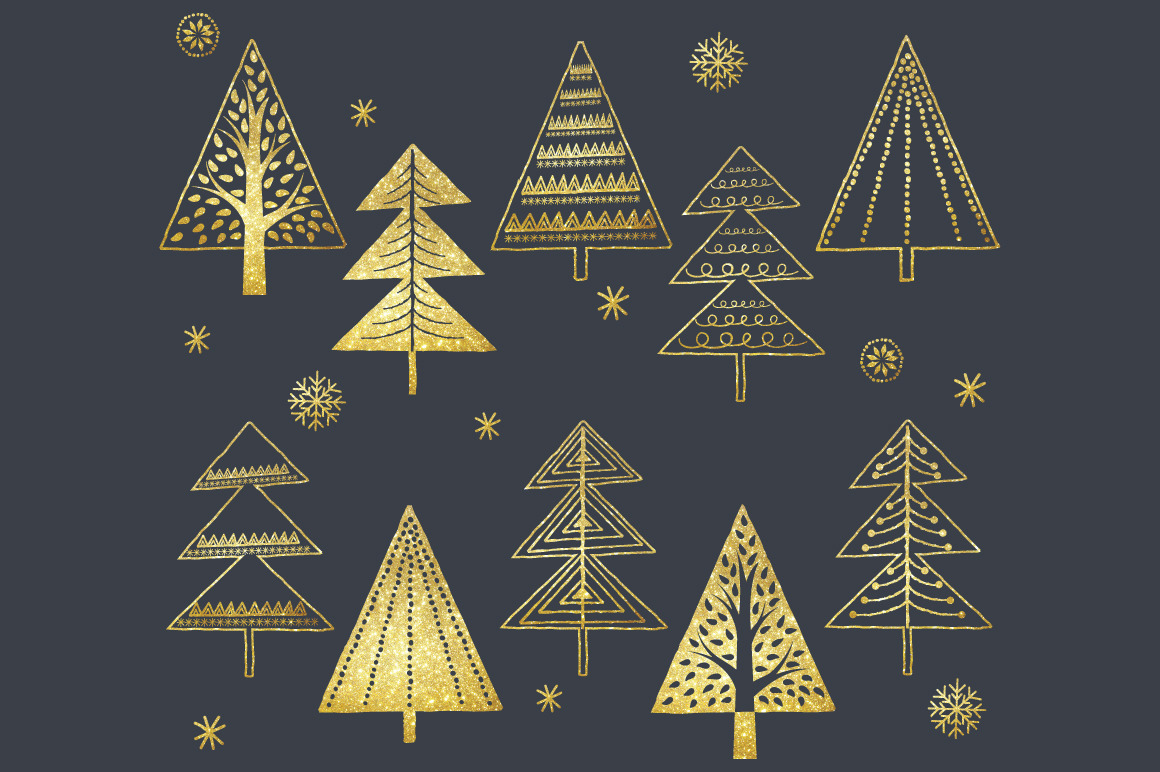 Gold Glitter Christmas Tree, a Decorative Illustration by Simply Factory