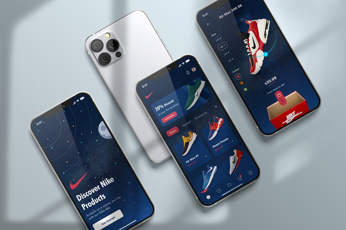 Space Theme Nike App UI UX Design, an UI Kit Template by DesignBox | Creative Market