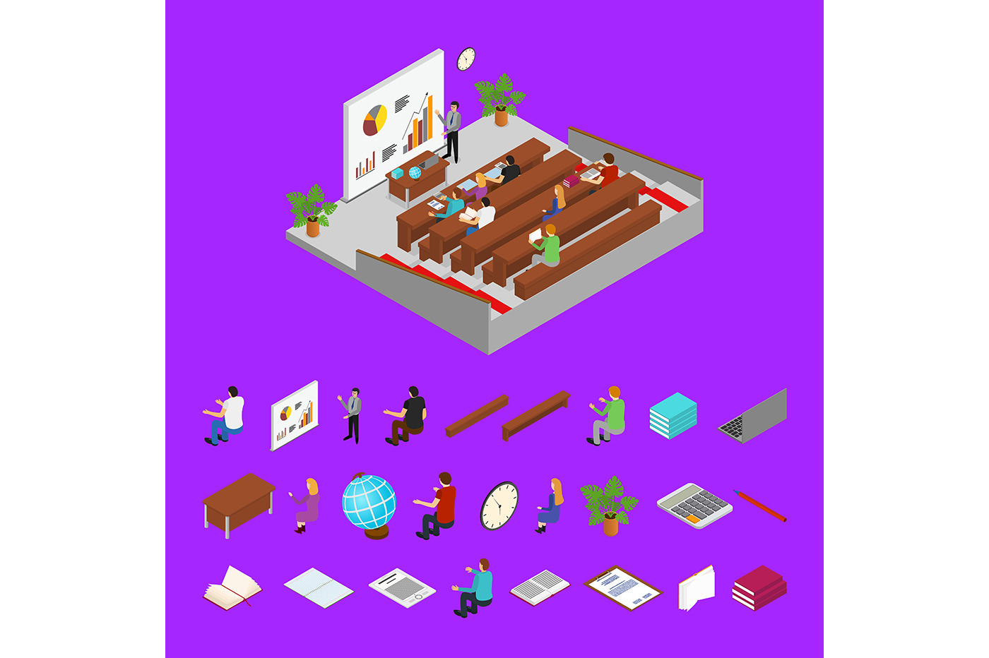 Classroom Interior with Furniture, an Education Illustration by ...