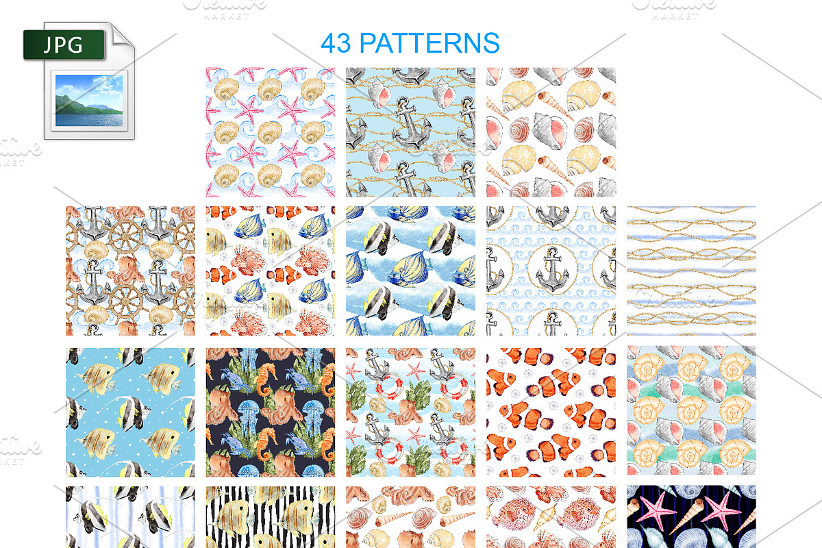Sea Life Design Set, a Pattern Graphic by Simple Design