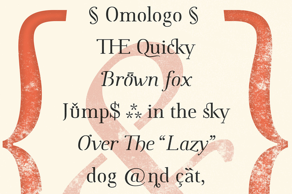 Omologo Serif semi stencil font family