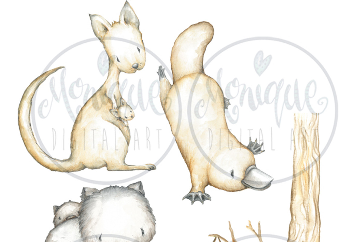 Australian animals clip art, an Animal Illustration by Monique Digital Art