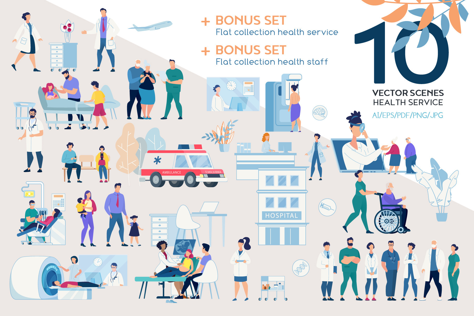 Health Service Scene Vectors, a Healthcare Illustration by Tera Vector