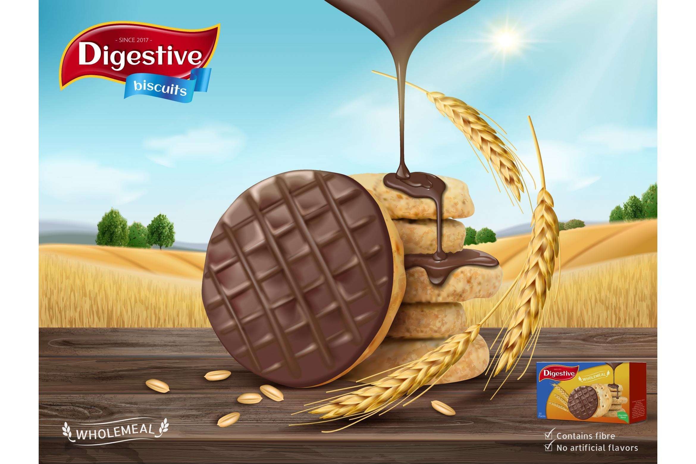 Chocolate digestive biscuits ad, a Healthcare Illustration by TotallypicRF
