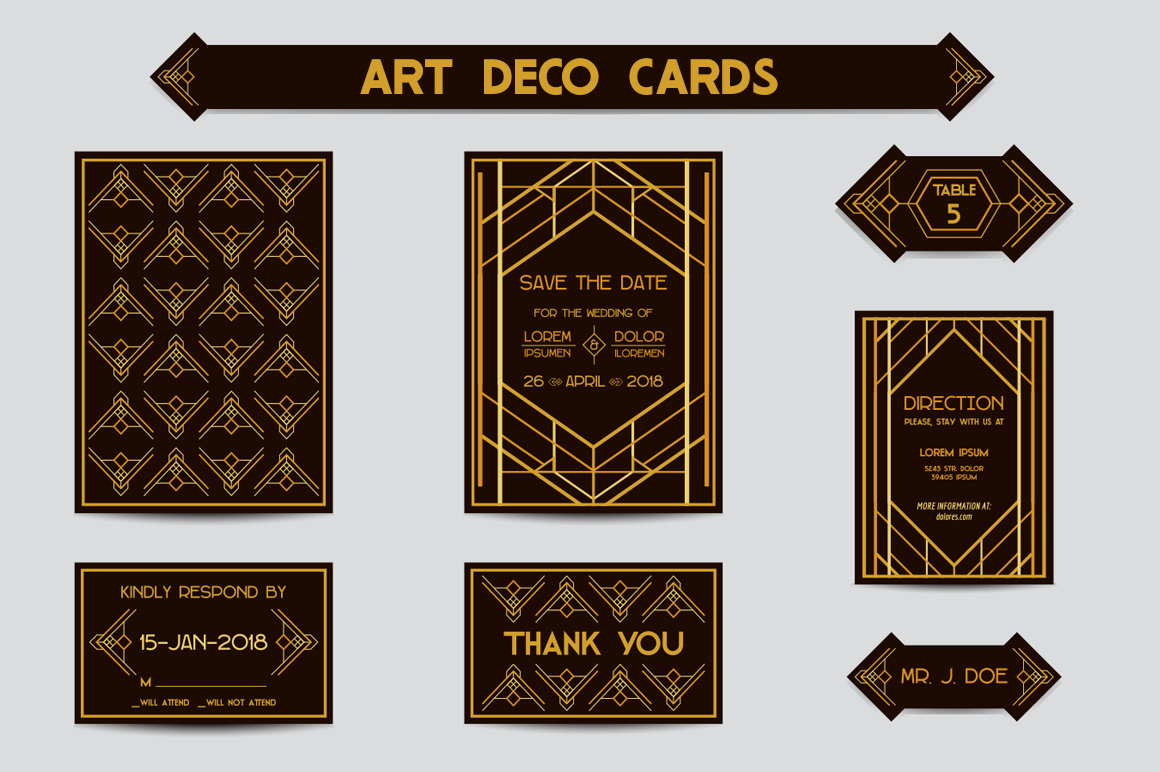 Art Deco Cards, a Decorative Illustration by Anna Studio