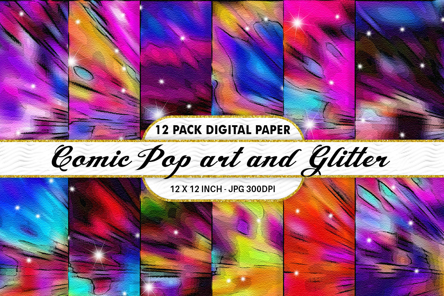 Digital paper Comic pop art sparkle, a Texture Graphic by Artnoy