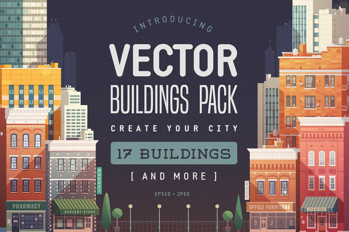 Vector Buildings Pack, an Illustration by Darumo Shop
