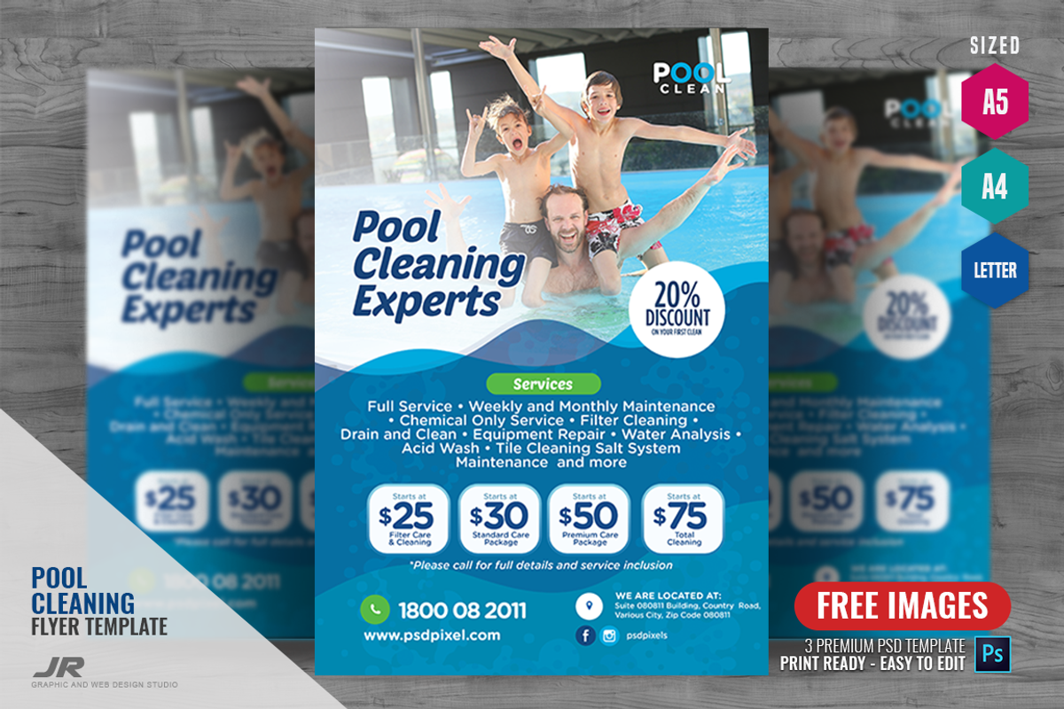 Swimming Pool Maintenance Flyer, a Flyer Template by PSDPixel
