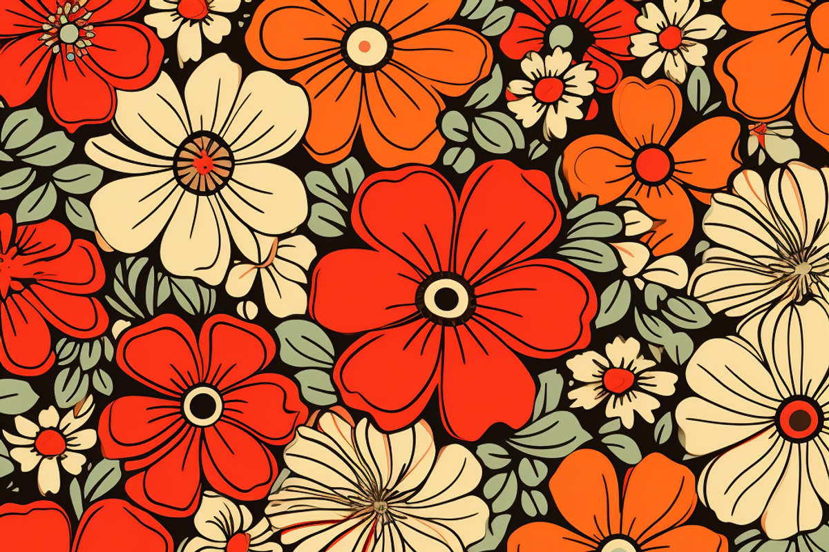 Red and Orange Floral Pattern