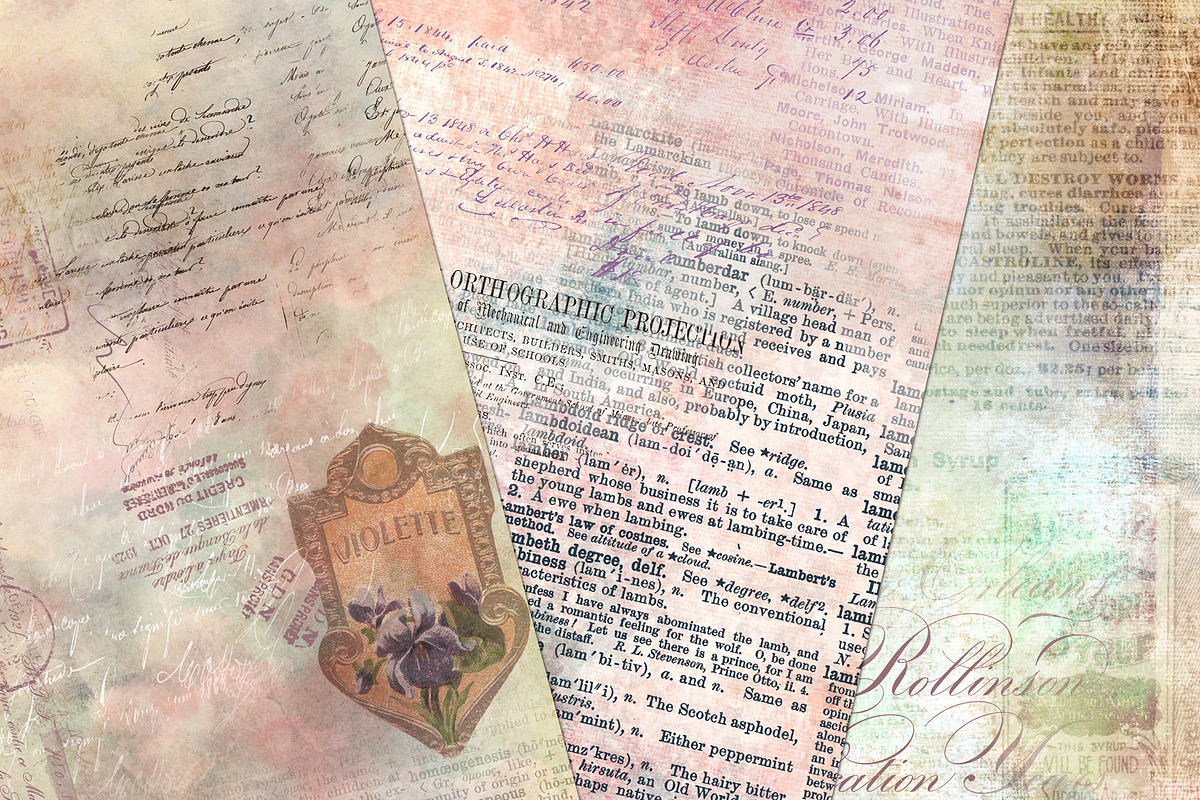 Antique Text Digital Paper, a Texture Graphic by Digital Curio