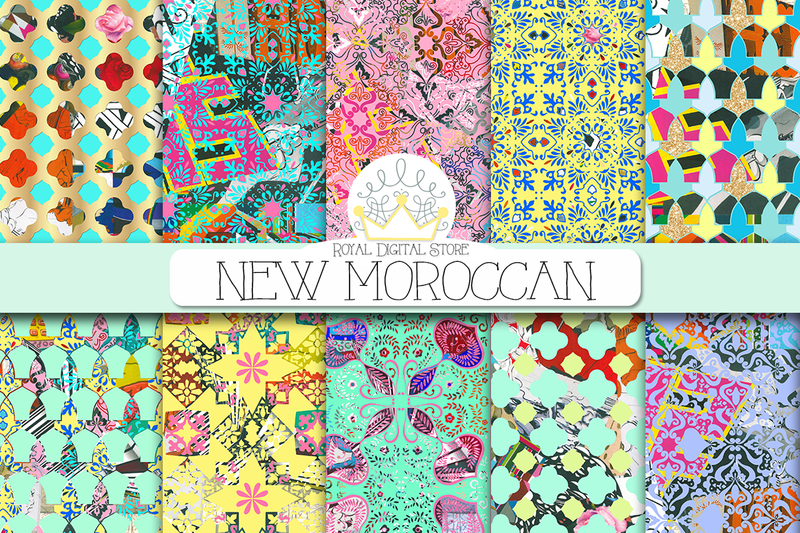 MOROCCAN mixed media digital paper, a Pattern Graphic by Royal Digital ...