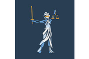 Themis as Ancient Greek Goddess and, a Person Illustration by TopVectors