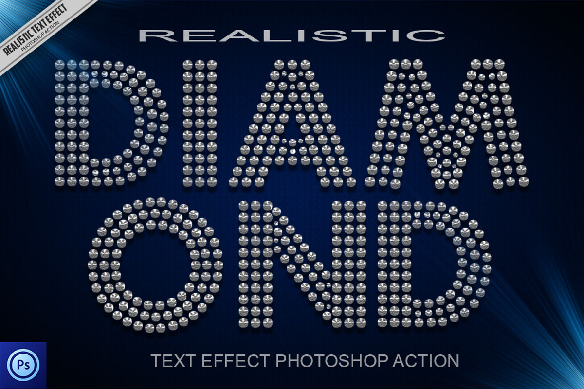 Diamond Text Effect Photoshop Action, an Action Add-On by DESIGNAVO