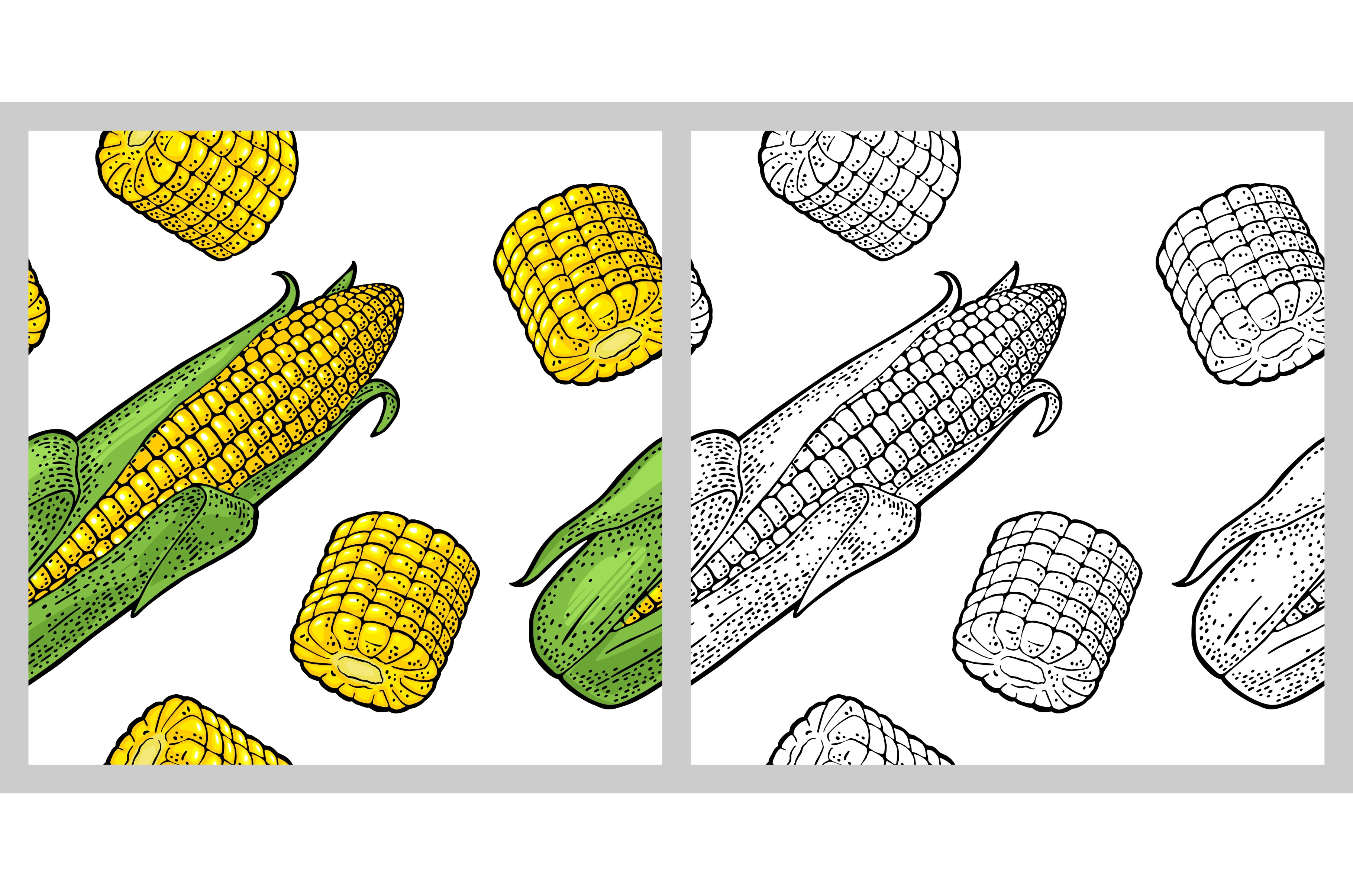 Seamless pattern ripe corn cob with, a Pattern Graphic by MoreVector