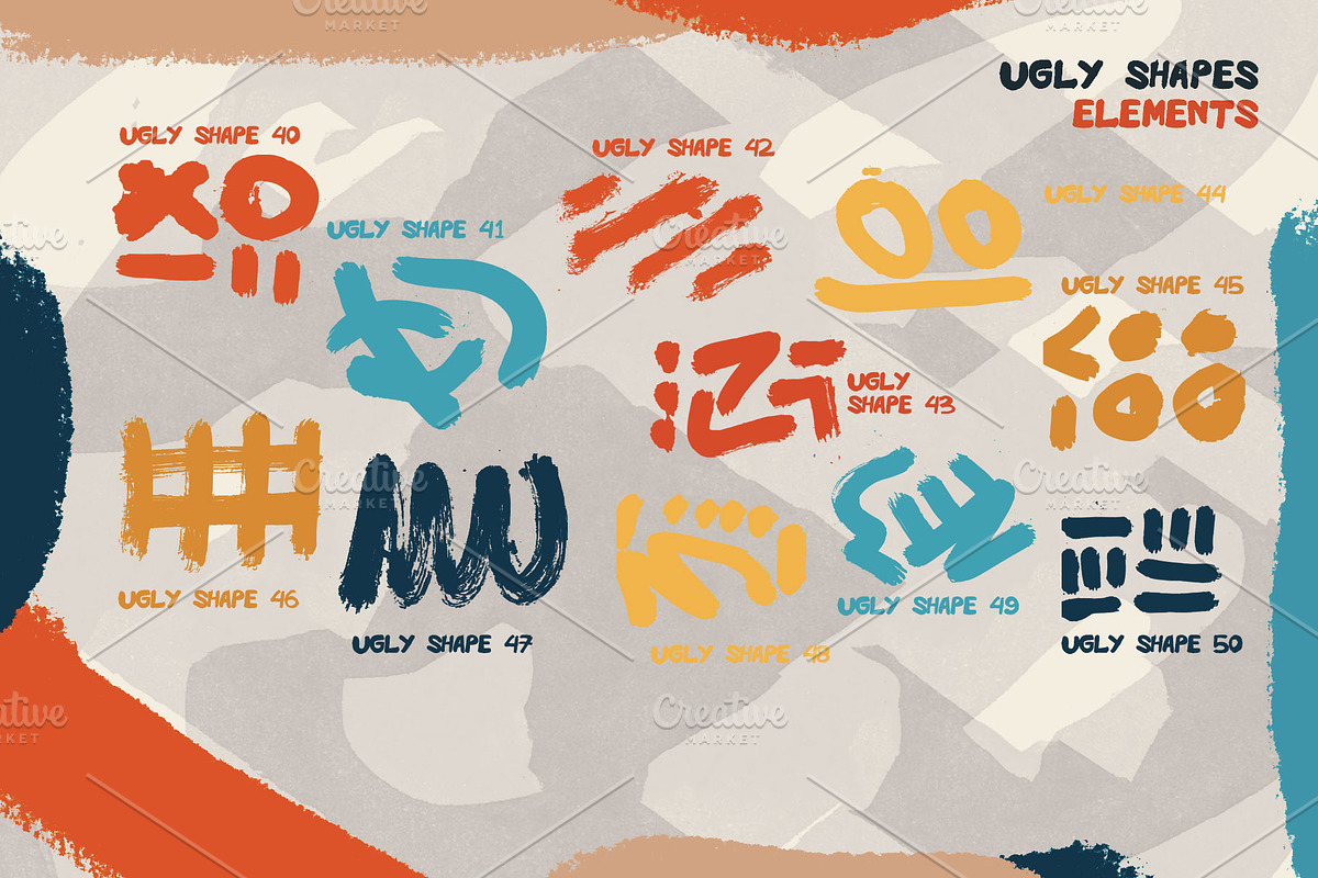 Ugly Shapes: 70 Shape Elements, a Pattern Graphic by nicholasasmita
