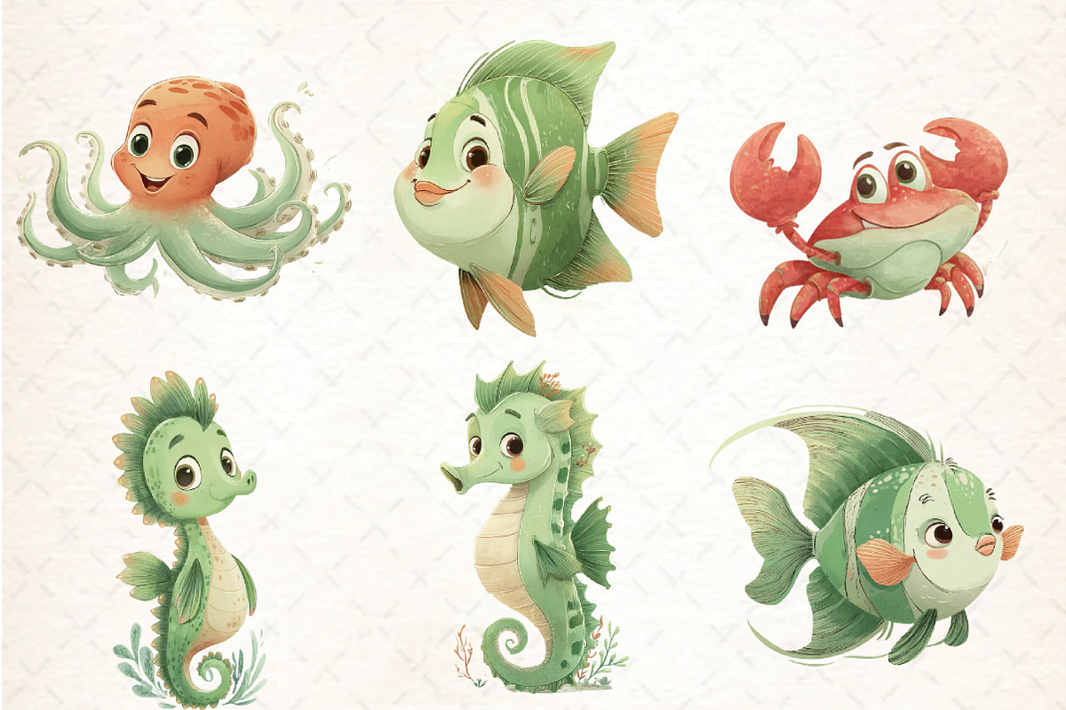 Under the Sea Watercolor Clipart, an Illustration by DreamCafeArt